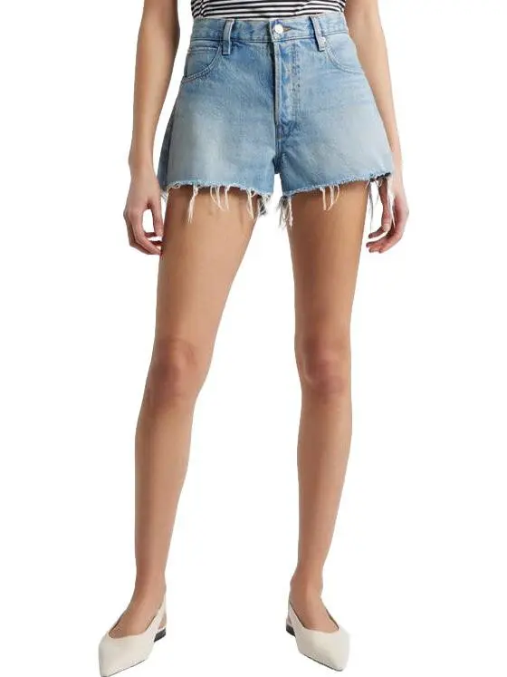 FRAME The Hang Frayed Hem Denim Short - Beetle