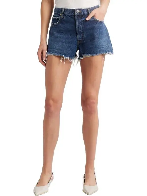 FRAME The Hang Frayed Hem Denim Short - Rafael