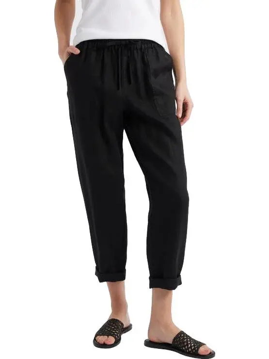 Tommy Bahama Two Palms Tapered Linen Drawstring Pants - Black