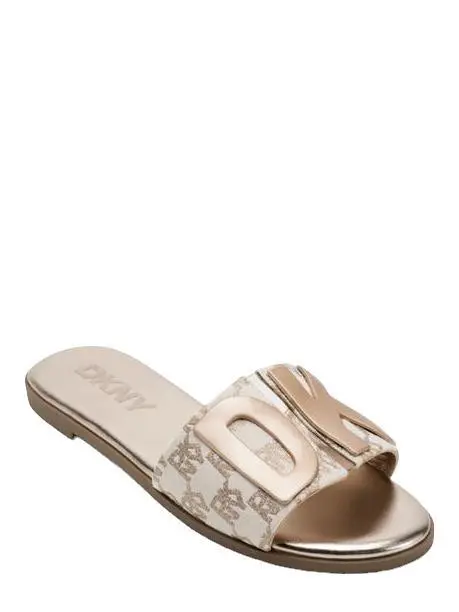 Dkny Waltz Logo Flat Sandal - Bone