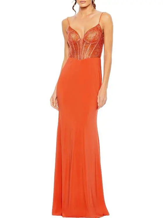 Mac Duggal Sweetheart Embellished Gown - Orange