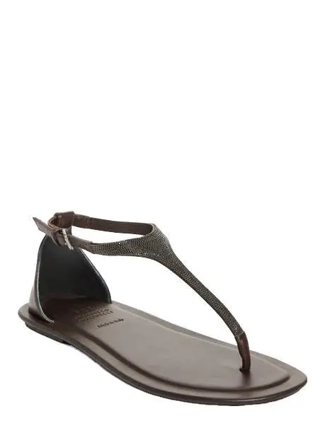 Brunello Cucinelli Monili T-strap Sandal - C8279 Testa Moro