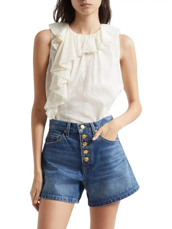 Ulla Johnson Thalia Ruffle Sleeveless Top - Pristine