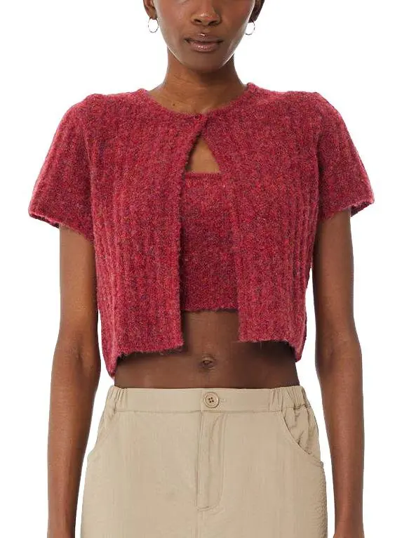 FIND ME NOW Billie Marled Crop Cardigan - Cardinal