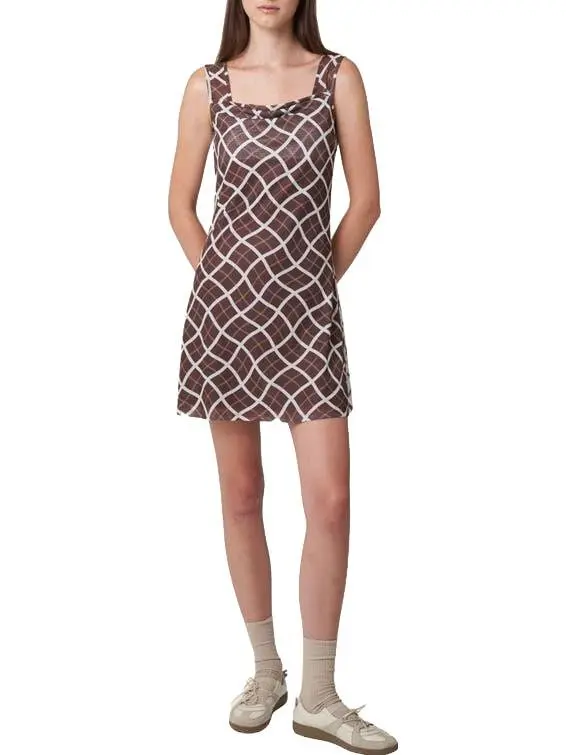 FIND ME NOW Paulie Check Sleeveless Mini Dress - Java