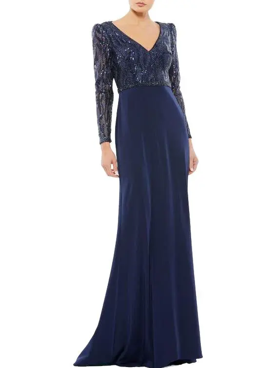Mac Duggal Embellished Bodice Column Gown - Midnight