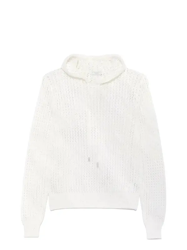 Peserico Sequined Knitted Hoodie - White