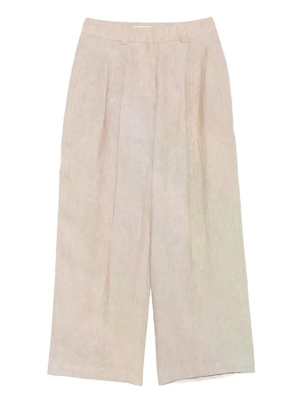 Peserico Mélange-effect Linen Trousers - Neutrals