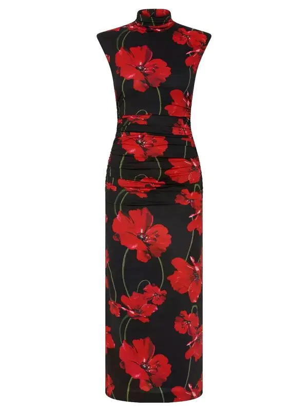 Rebecca Vallance Poppy Fields Midi Dress - Black