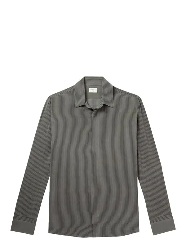 Saint Laurent Striped Silk Shirt - Gray