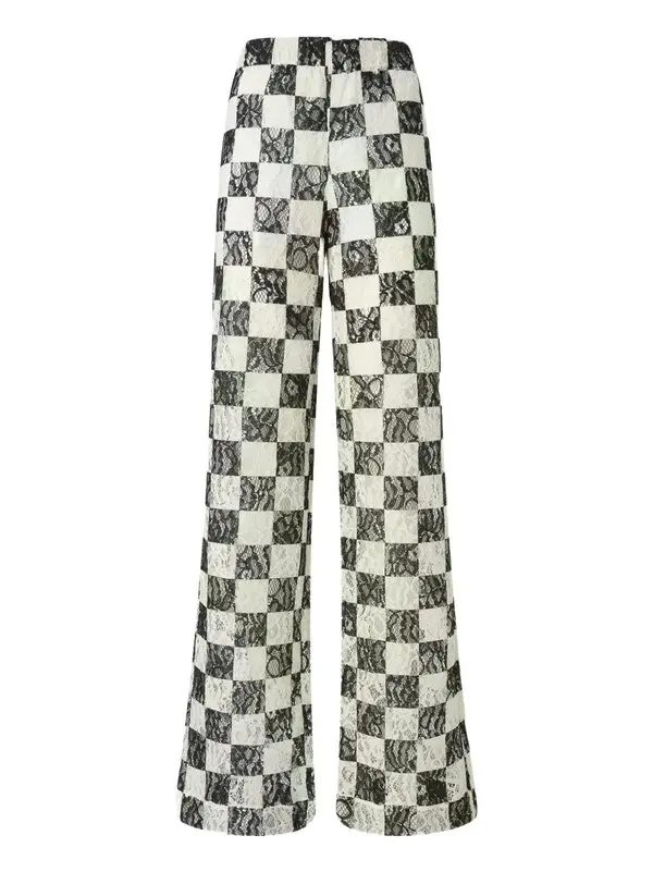 Pinko Checked Palazzo Pants - White