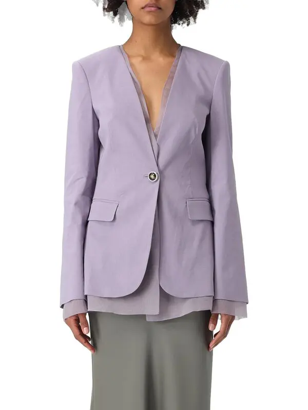 Pinko Single-breasted Jacket With Notched Lapel - Lilac