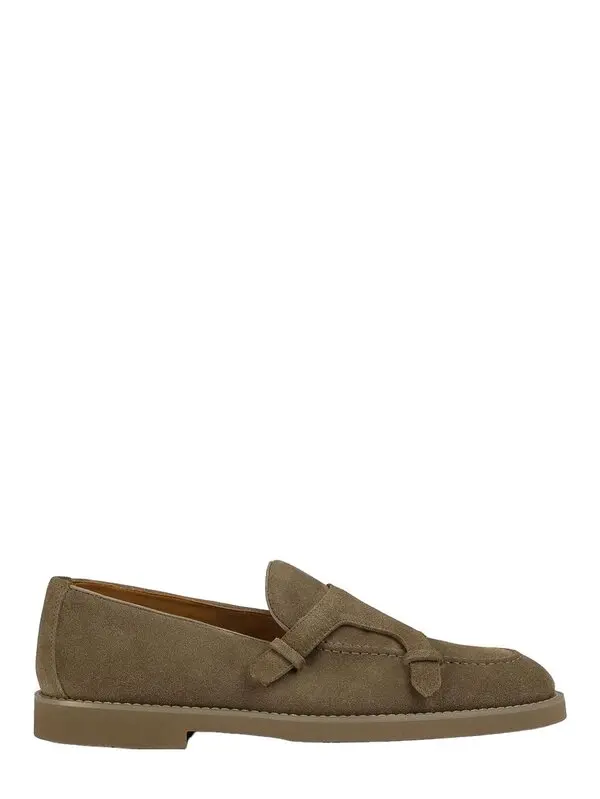 DOUCAL'S Suede Monk Strap Shoes - Cocoa