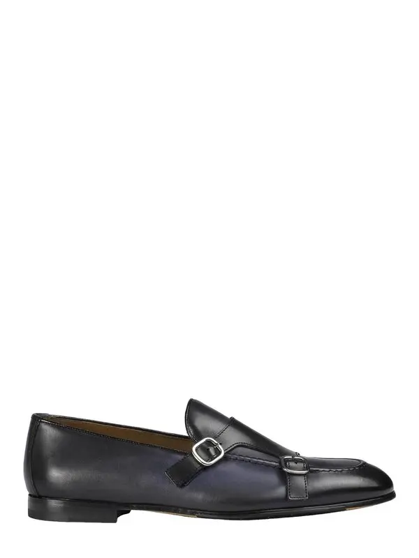DOUCAL'S Leather Monk Strap Loafers - Blue