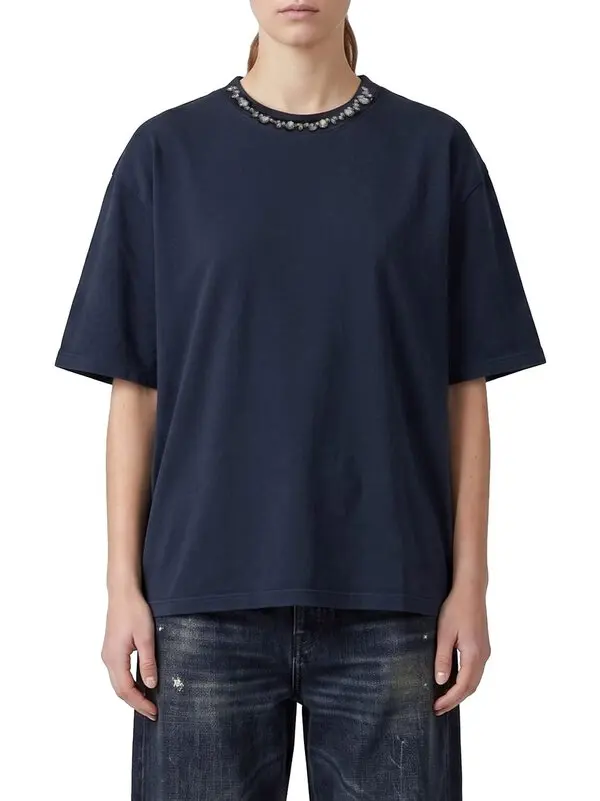 GOLDEN GOOSE Embellished Cotton T-shirt - Black