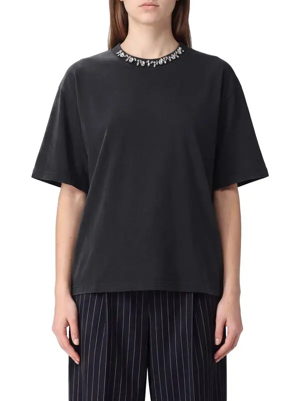 GOLDEN GOOSE Crystal Embellished Cotton T-shirt - Black