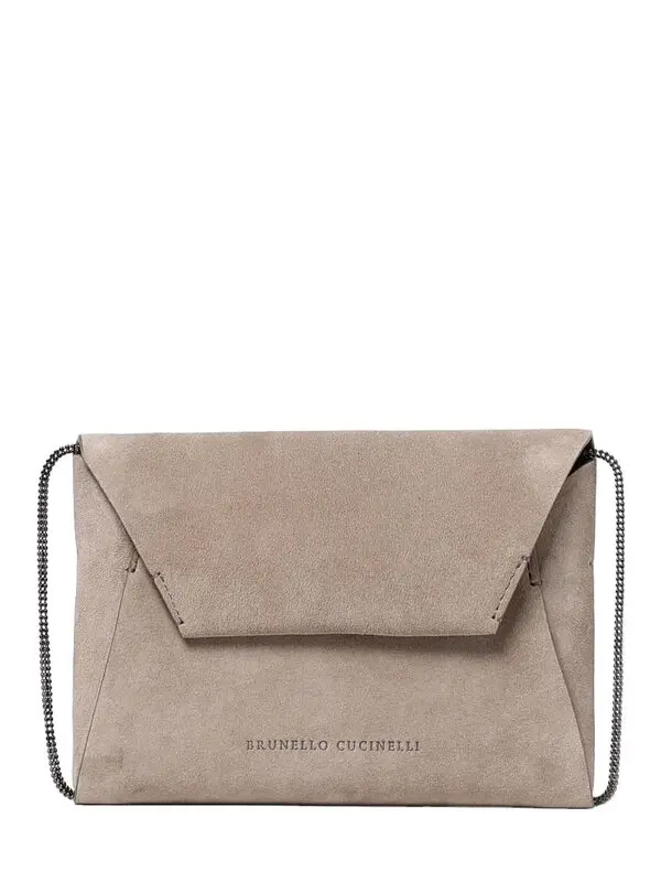 Brunello Cucinelli Suede Clutch Bag - Ice
