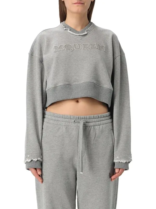 Alexander McQueen Cropped Sweatshirt - Grey