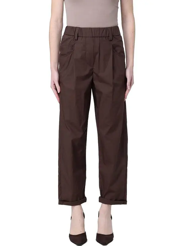 Brunello Cucinelli Dunacoloured Cotton Trousers - Brown