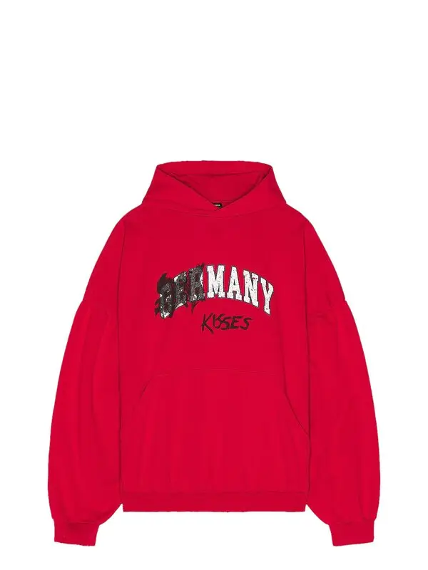 Balenciaga Round Hooded Sweatshirt - Red