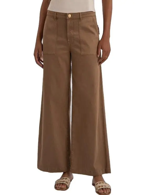 Kut From The Kloth Meg High-waist Wide-leg Ankle Pants - Saddle Brown