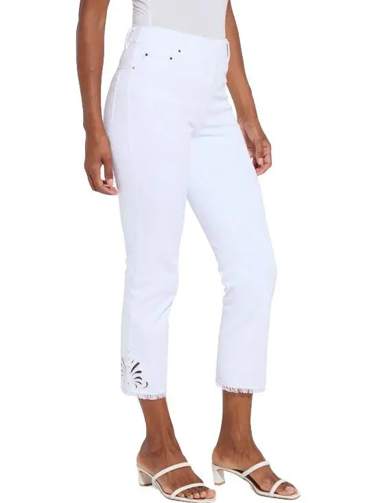 Lyssé Yori Eyelet Hem Crop Straight Leg Jeans - White