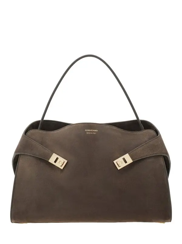 FERRAGAMO Medium Hug Shoulder Bag - Concrete