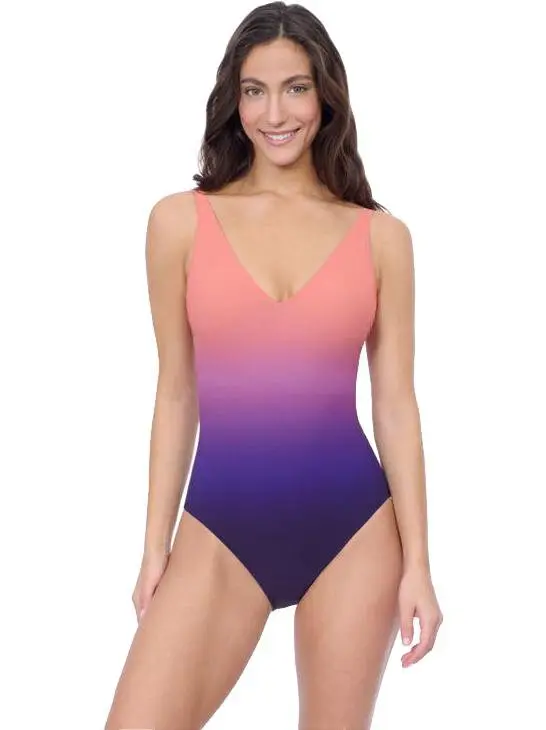 GOTTEX Splendor Ombre V-neck One Piece - Purple Multi