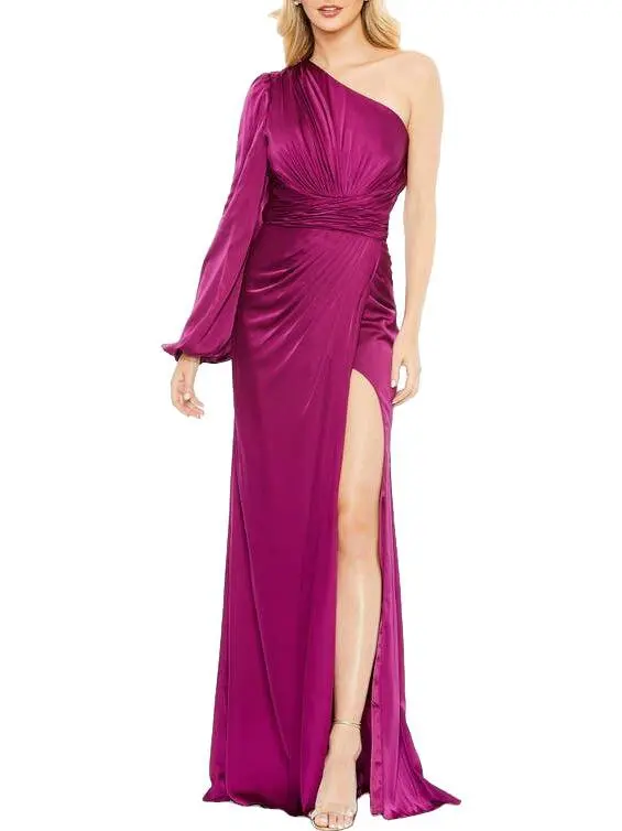 Mac Duggal Asymmetrical One-shoulder Gown - Fuchsia