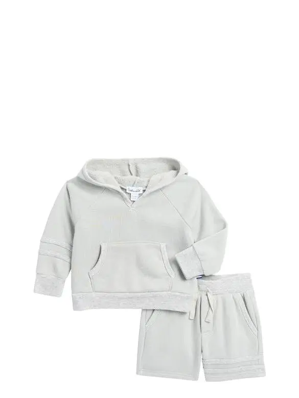 Splendid Stripe Hoodie And Sweat Shorts Set - Mineral Grey