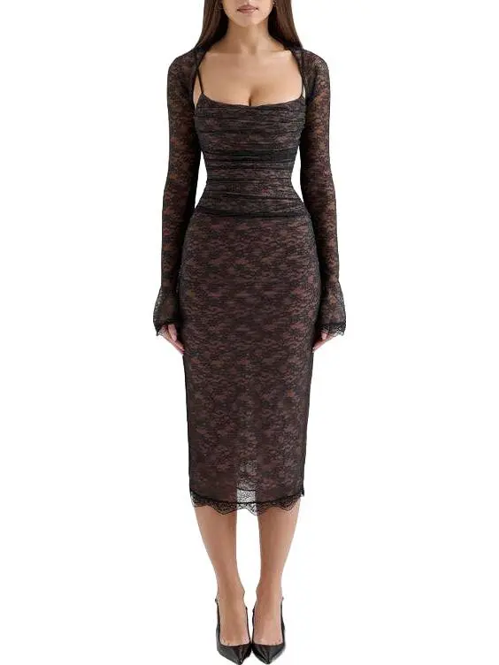 House Of Cb Gaia Lace Midi Dress - Black