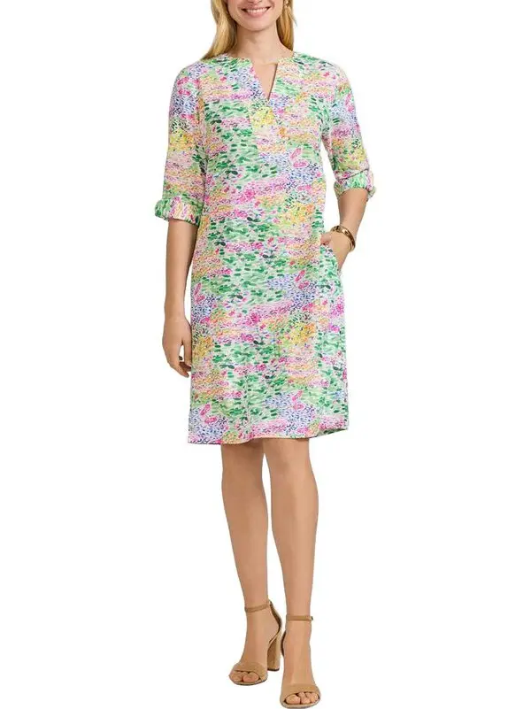 Foxcroft Vena Floral Print Linen-blend Dress - Blue/multi