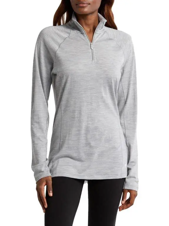 Smartwool Merino Wool Blend Quarter-zip Top - Light Gray Heather