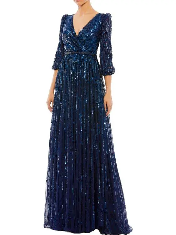 Mac Duggal Sequined Tulle Gown - Midnight