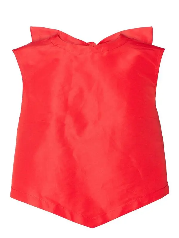 Patou Bow-detail Open-back Faille Crop Top - Red