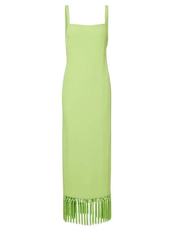 TALLER MARMO Palermo Fringed Maxi Dress - Green