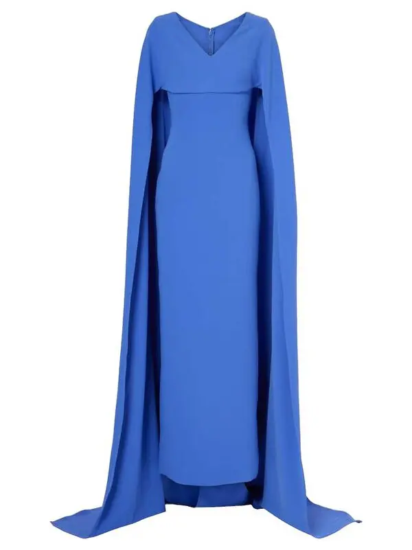 Solace London Morgan Caped Crêpe Gown - Blue