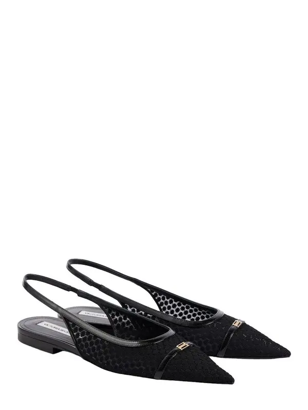 Victoria Beckham Leather-trimmed Mesh Slingback Flats - Black