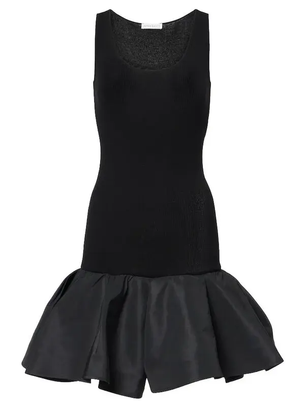 Nina Ricci Peplum Cotton-blend Midi Dress - Black