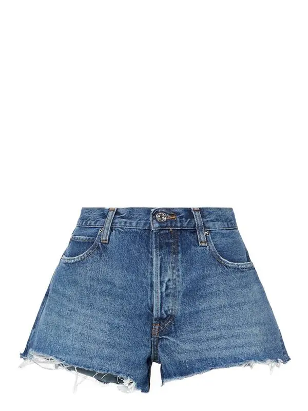 FRAME The Hang Mid-rise Denim Shorts - Blue