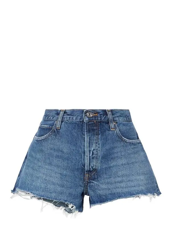 FRAME The Hang Mid-rise Denim Shorts - Blue