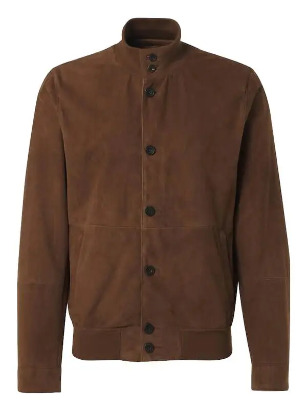 Rubinacci Suede Bomber Jacket - Brown