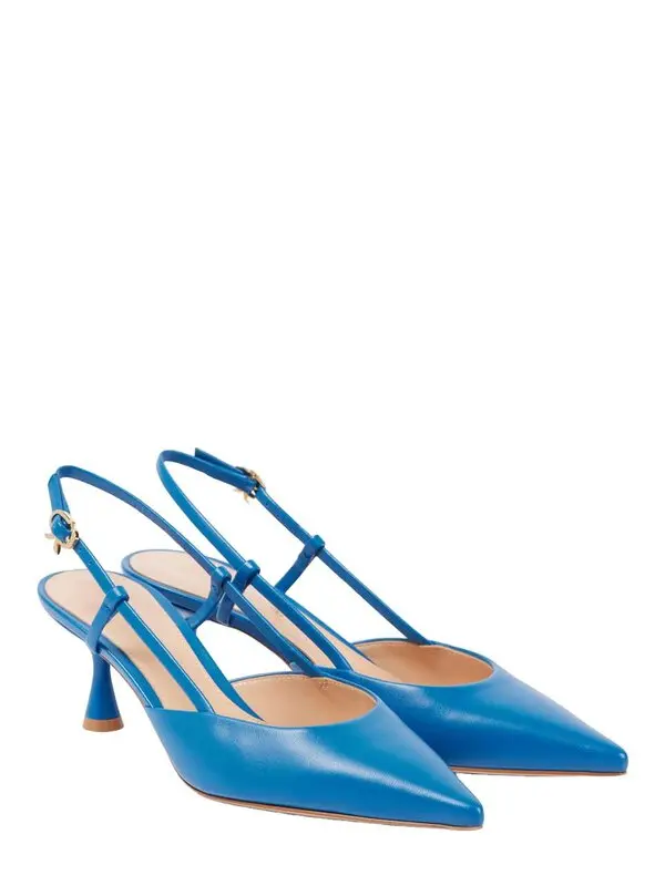 GIANVITO ROSSI Ascent 55 Leather Slingback Pumps - Blue