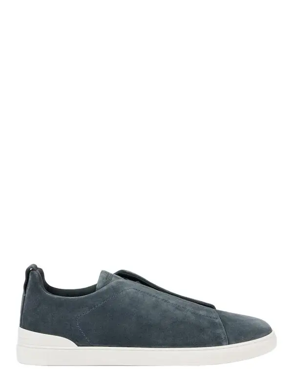 Zegna Triple Stitch Suede Slip-on Sneakers - Blue