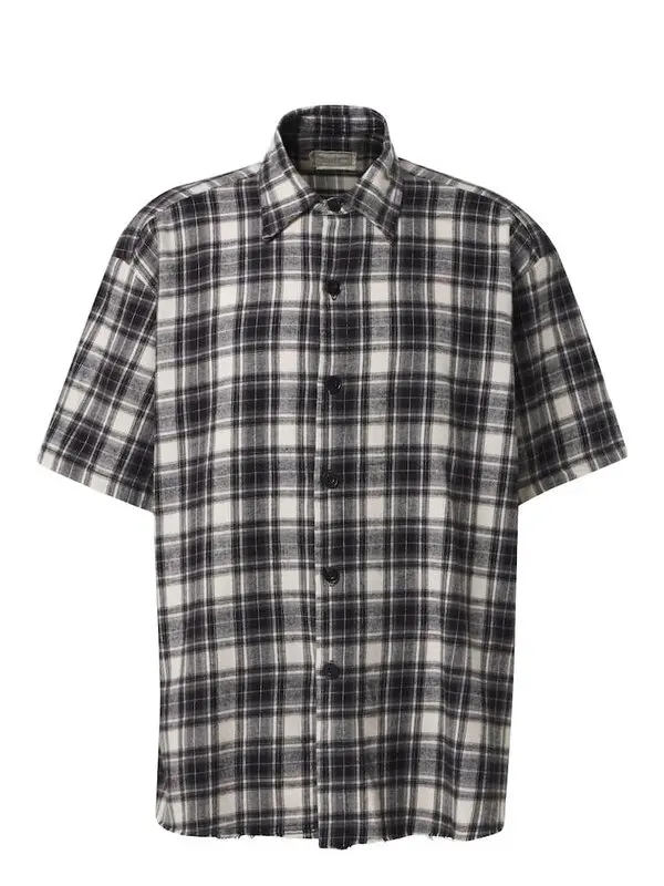 GREG LAUREN Plaid Cotton Shirt - Black