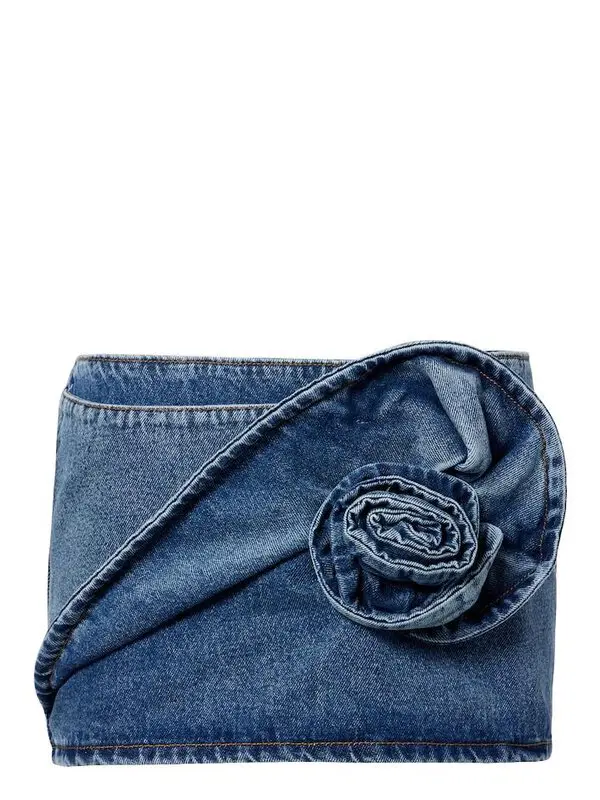 Magda Butrym Floral-appliqué Denim Miniskirt - Blue