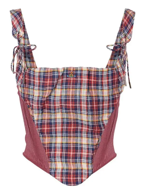 VIVIENNE WESTWOOD Puppy Tartan Linen And Cotton Corset - Multicoloured