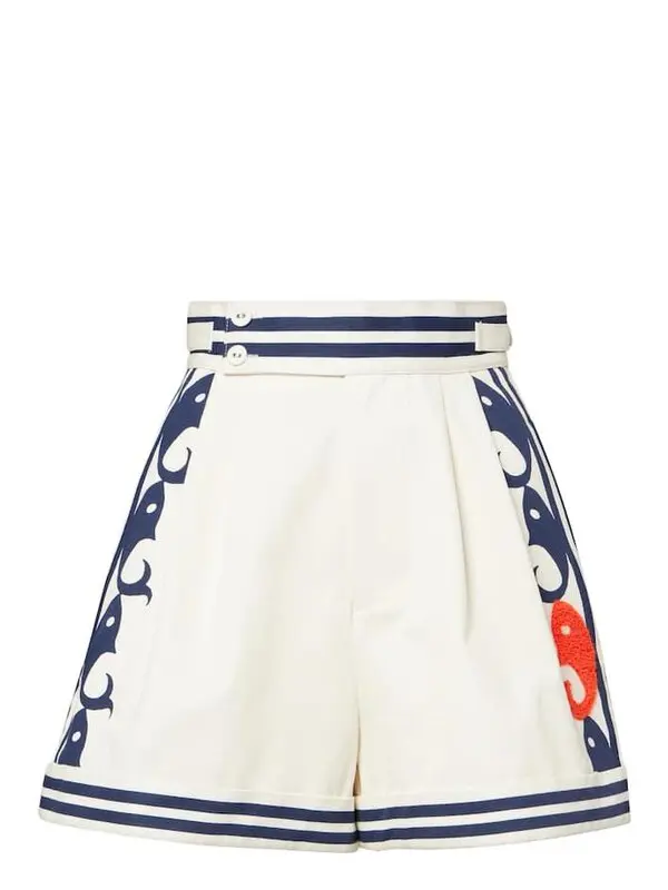 ALEMAIS Printed Cotton Shorts - White