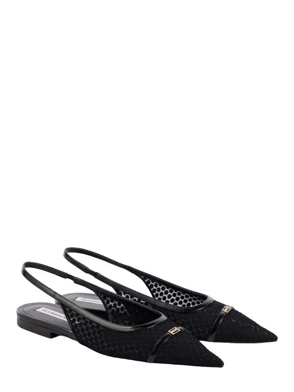 Victoria Beckham Leather-trimmed Mesh Slingback Flats - Black