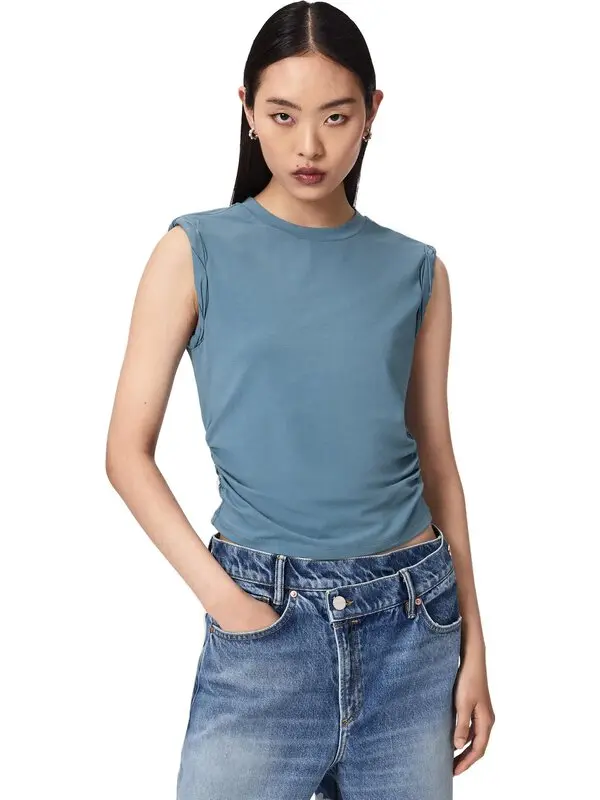 ALLSAINTS Sleeveless Ruched Tank Top - Blue